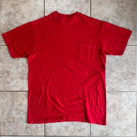 Hanes | Shirts | Vintage 8s Hanes Beefy Red Pocket Tshirt Size Large ...